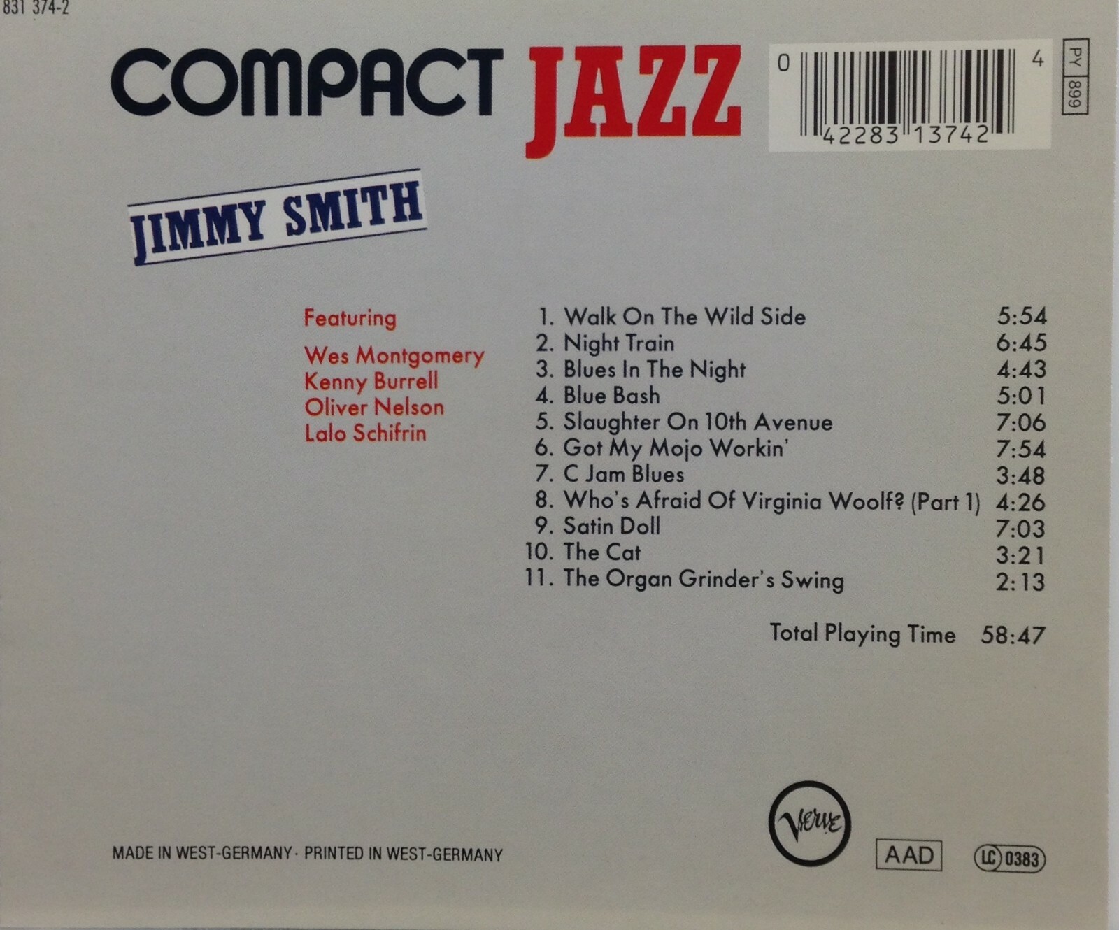 Compact Jazz: Jimmy Smith by Jimmy Smith (Organ) (CD, Jul-1987, Verve ...