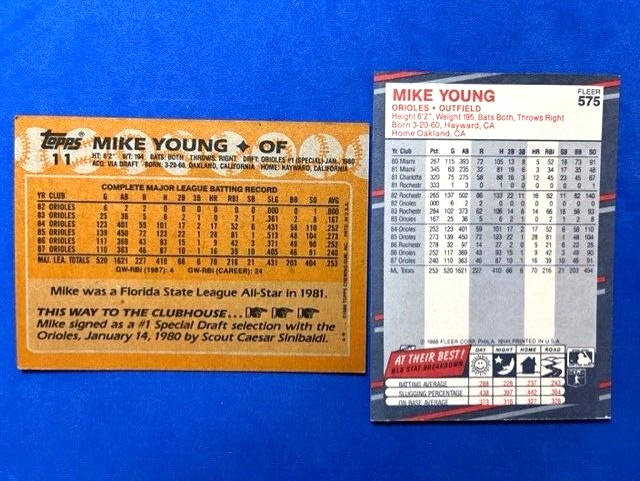 MLB - Mike Young 1988 Topps & 1988 Fleer Baseball - Orioles | eBay