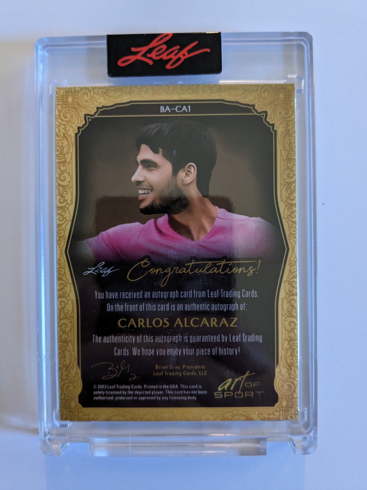 CARLOS ALCARAZ Auto 2023 LEAF EMERALD ART of SPORT Spain Autograph WOW ...