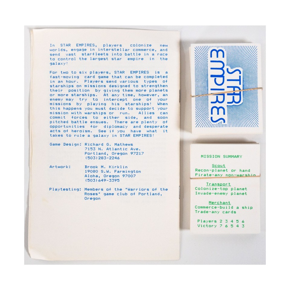 Rick Mathews Board Games Star Empires Bag VG+ | eBay