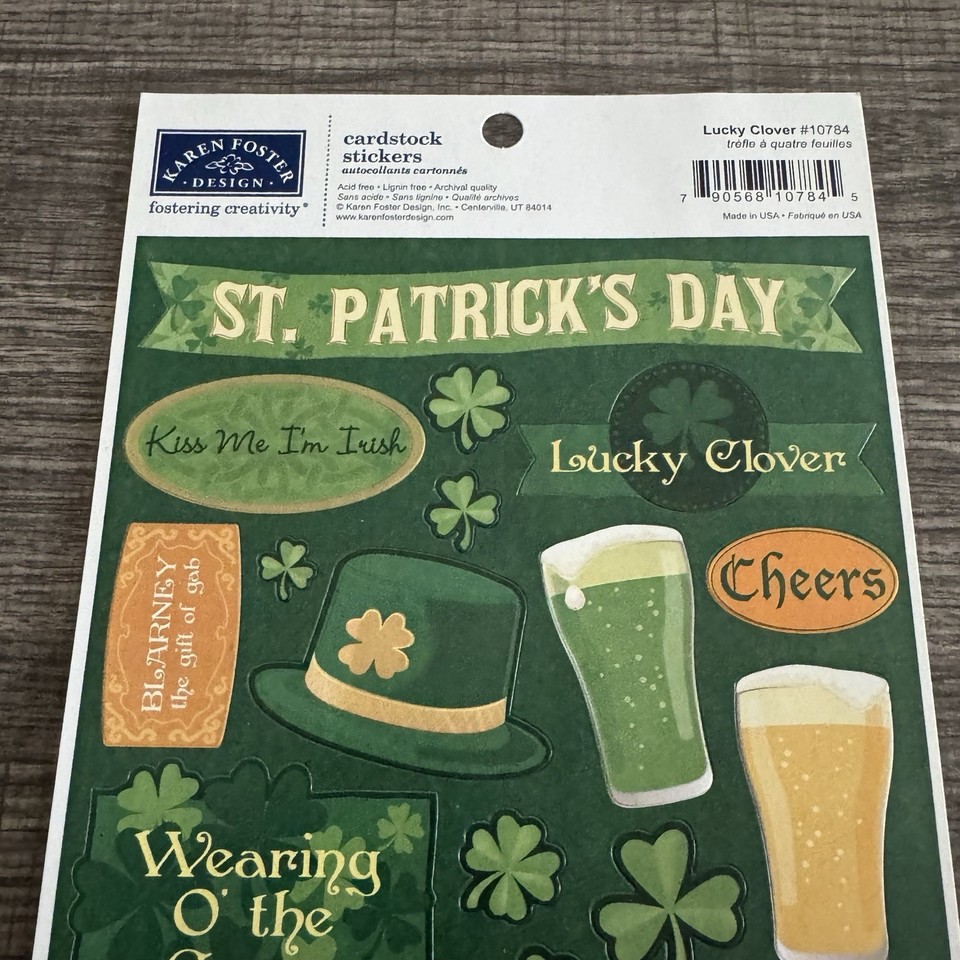 Karen Foster Design Cardstock Sticker Sheet Lucky Clover St. Patrick's ...