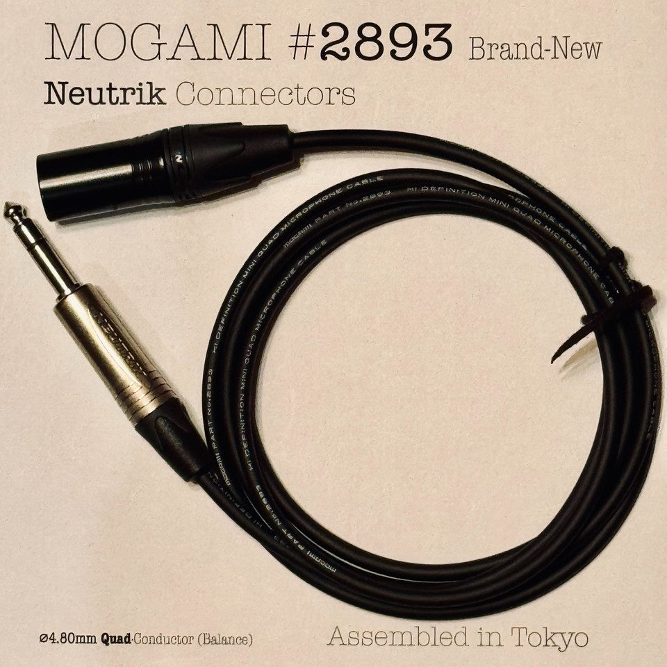 1–200 ft Mogami 2893 Flexible Quad Black | Choose Neutrik XLR/TRS ...