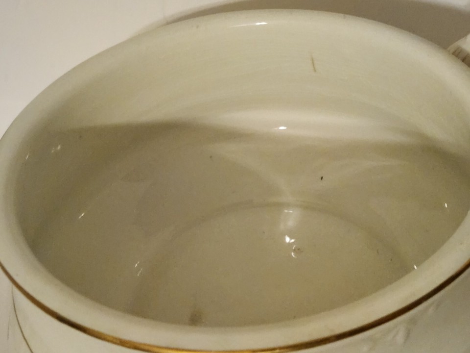 Antique The Colonial Company White Gold Gilt Ceramic Chamber Pot With ...