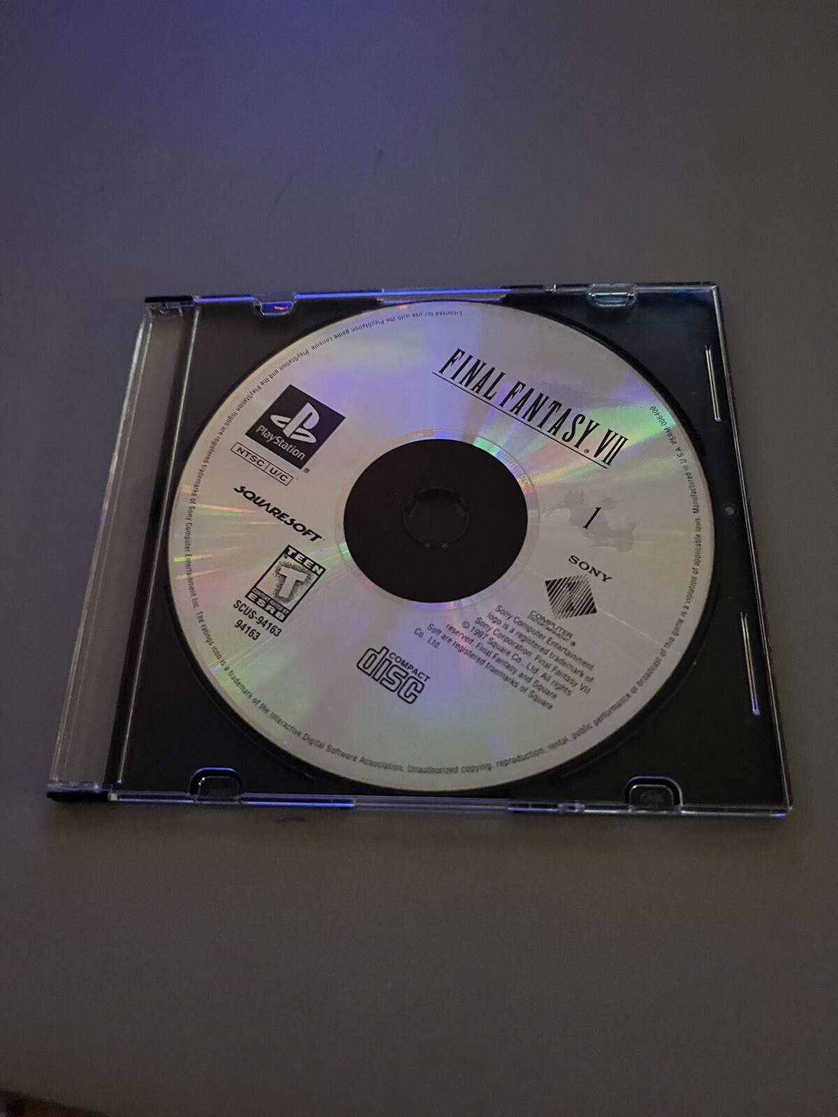 Final Fantasy VII (PlayStation 1, 1997) Disc One Only, Not Other Discs ...