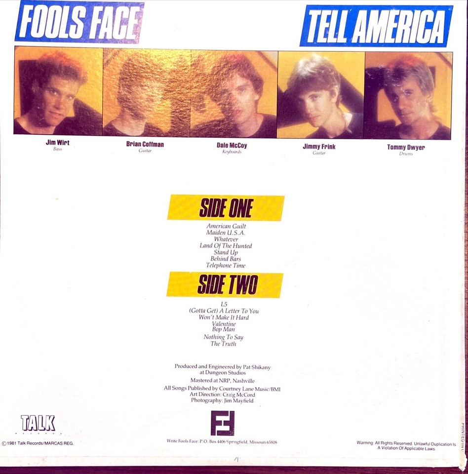 Fools Face "Tell America" Vinyl Album | eBay