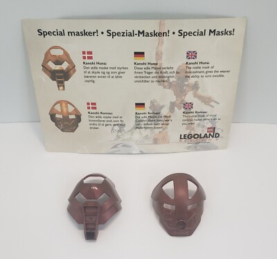 Bionicle Masks Kanohi Komau & Huna Copper Legoland Billund Paper Insert ...