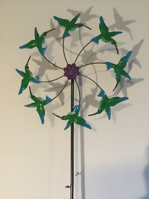 20" Hummingbird Wind Spinner Yard and Garden, Outdoor Metal Windmill 43 ...