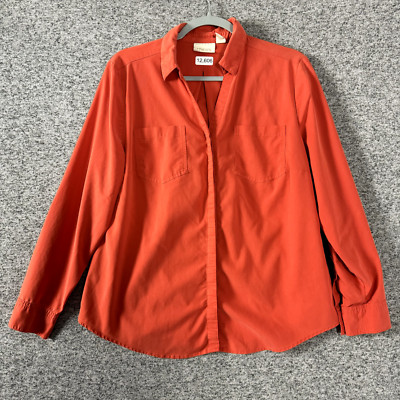 Chico's Women's Size 1 Orange Modal Blend Long Sleeve Button Up ...