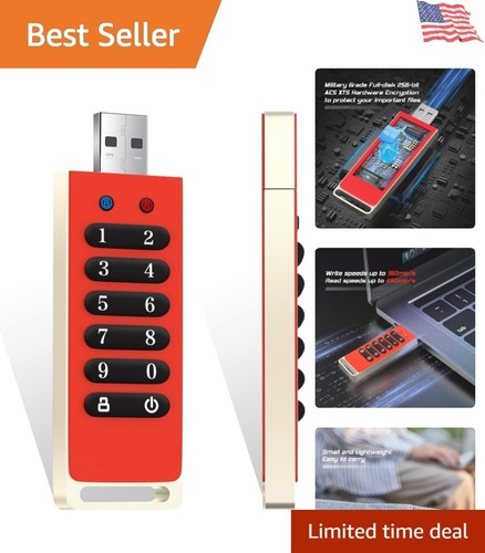 Portable 64GB Encrypted USB Drive - Password Protected with 256-bit ...