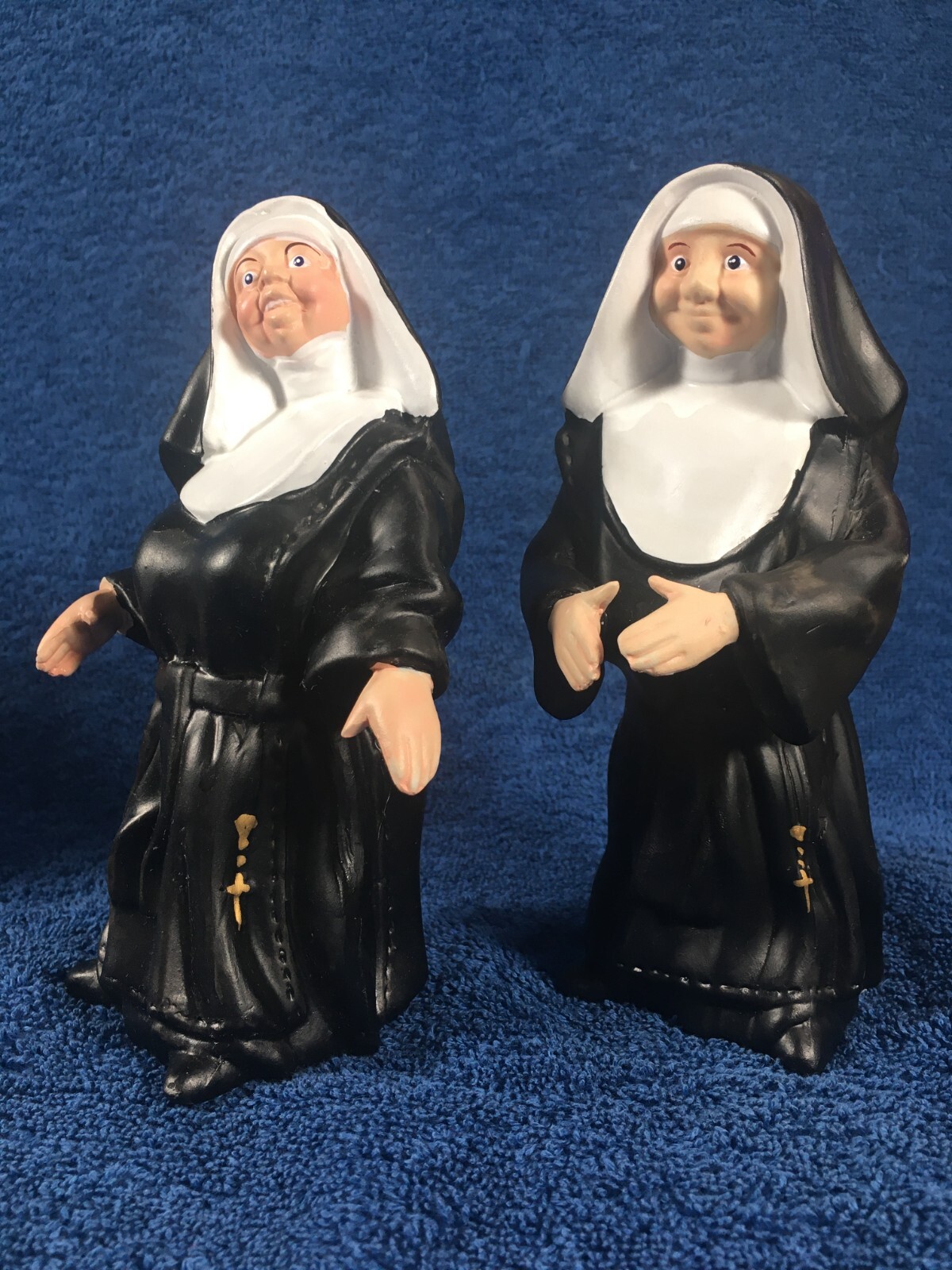 Vintage Pair of 6-3/4"” Hand Painted Nun Figurines Unknown Origin ...
