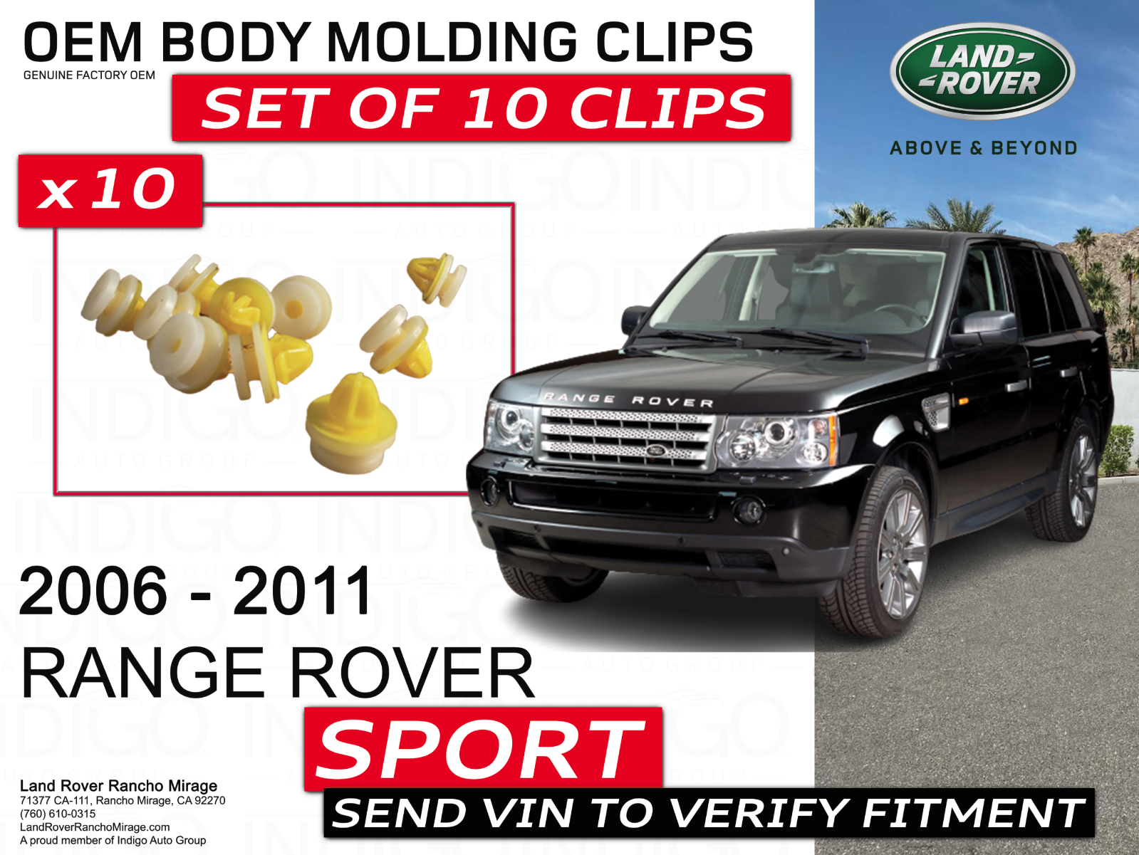 GENUINE OEM LAND ROVER BODY MOULDING CLIPS SET OF 10 SPORT (SPT ...