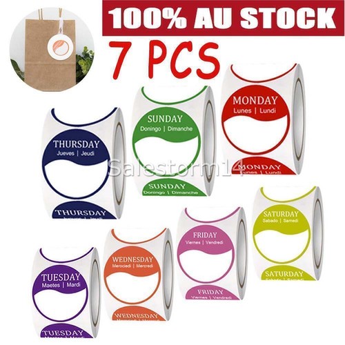 DAY OF THE WEEK LABEL/ FOOD SAFETY LABELS X 7 ROLL ONLY/ 25mm /SELF ...