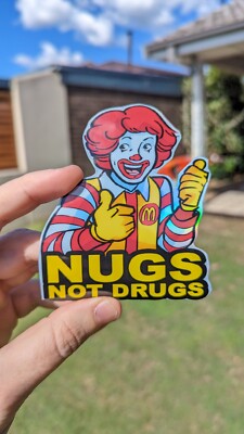 NUGS NOT DRUGS Sticker Holographic Funny YTB JDM Drift Meme Straya Car ...