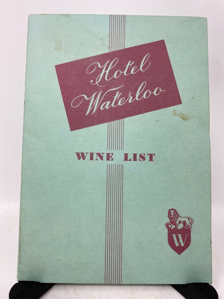 Vintage 1952 Hotel Waterloo Wine List Menu Wellington New Zealand | eBay