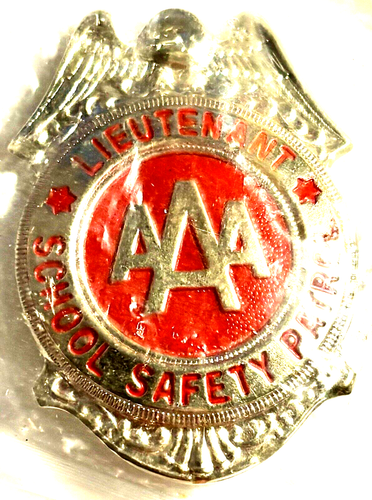Vintage AAA LIEUTENANT School Safety Patrol Badge Silver Red Pin NEW IN ...