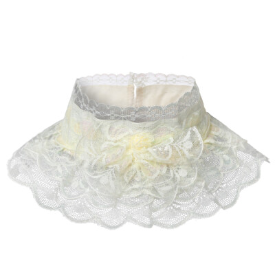 Retro Elizabethan Victorian Yellow Neck Ruff Ruffled Detachable Lace ...
