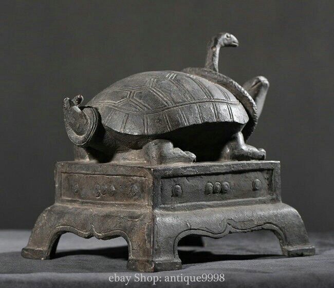 6'' Old Dynasty Purple Bronze Four God Beast Xuanwu Turtle Tortoise ...