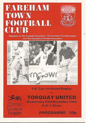 Football Programme - Fareham v Torquay United - FA Cup Replay - 23/11 ...