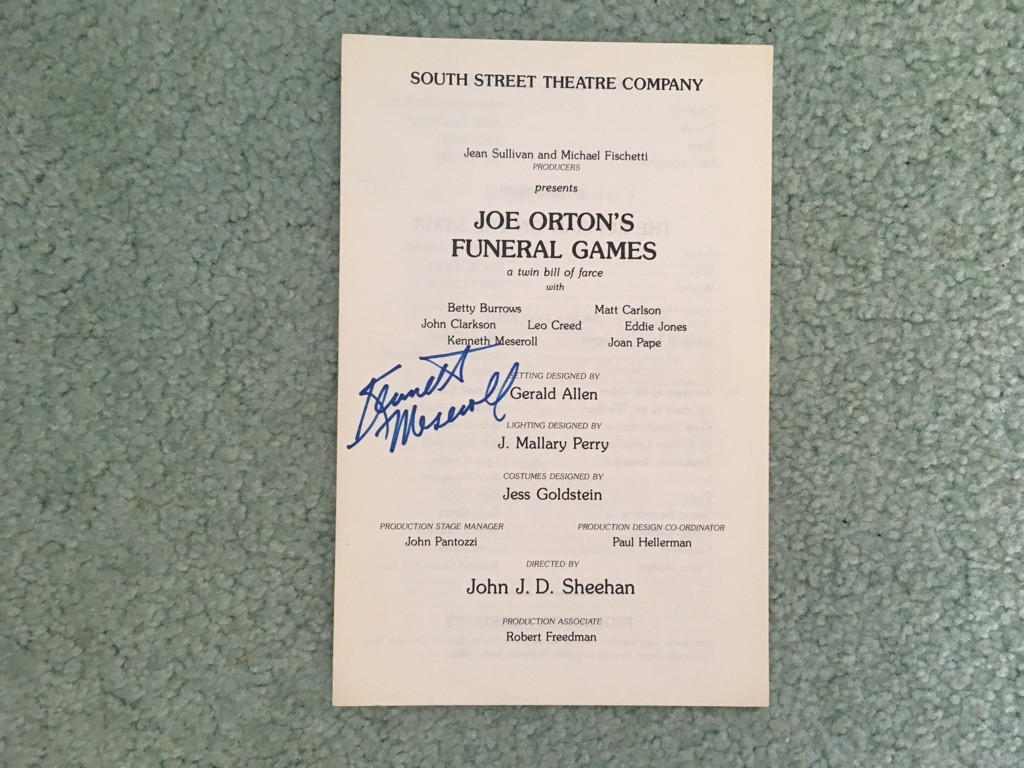 Kenneth Meseroll Autographed Signed Old Theatre Broadway Playbill G17 ...