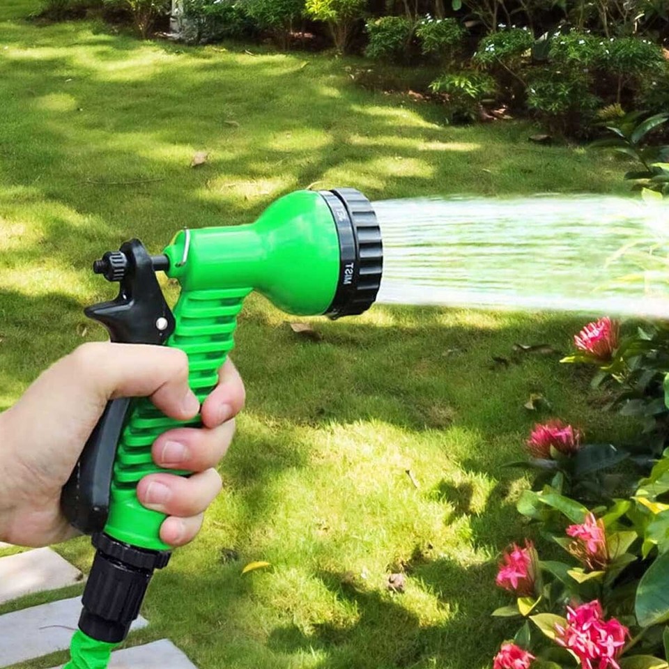 Expanding Expandable Flexible Garden Water Hose w Spray Nozzle 25, 50 ...