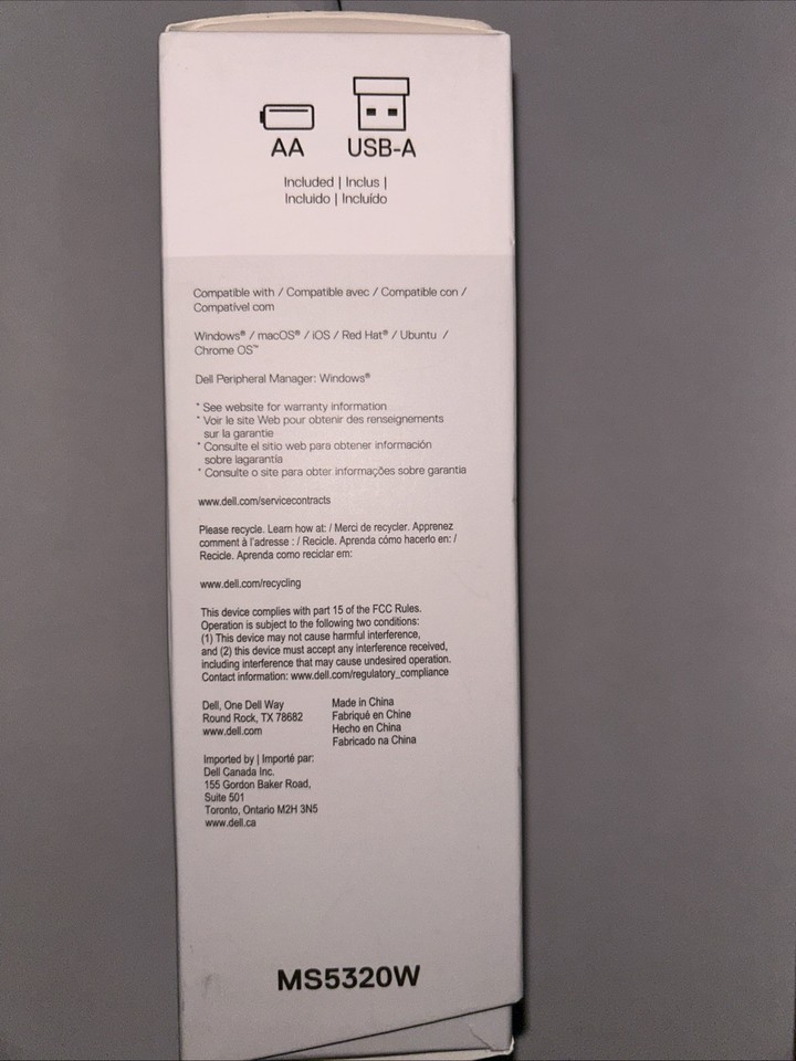 Dell MS5320W Wireless Bluetooth 5.0 & 2.4GHz Mouse – Multi-Device ...