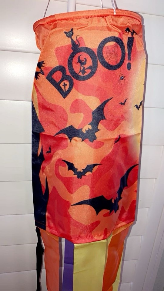 BOO! Halloween Windsock, Black Cat, Bats, Spooky Trees, Witches, Spider ...
