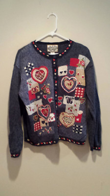Vintage Tacky Valentine's Cardigan - Heirloom Collectibles - Large L ...