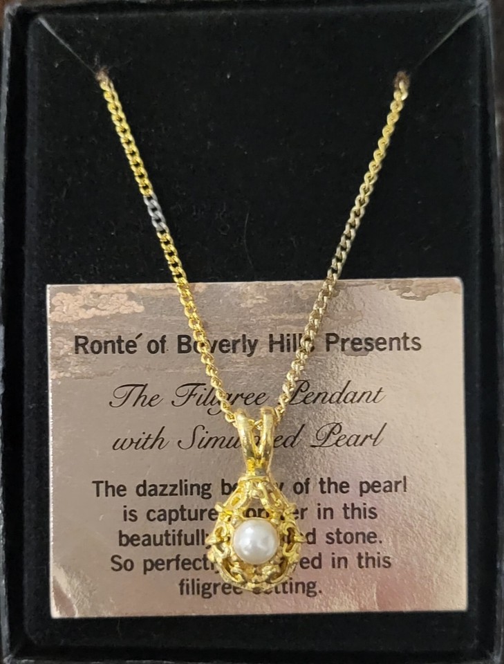 ronte of beverly hills The Filigree Pendant with Simulated Pearl | eBay