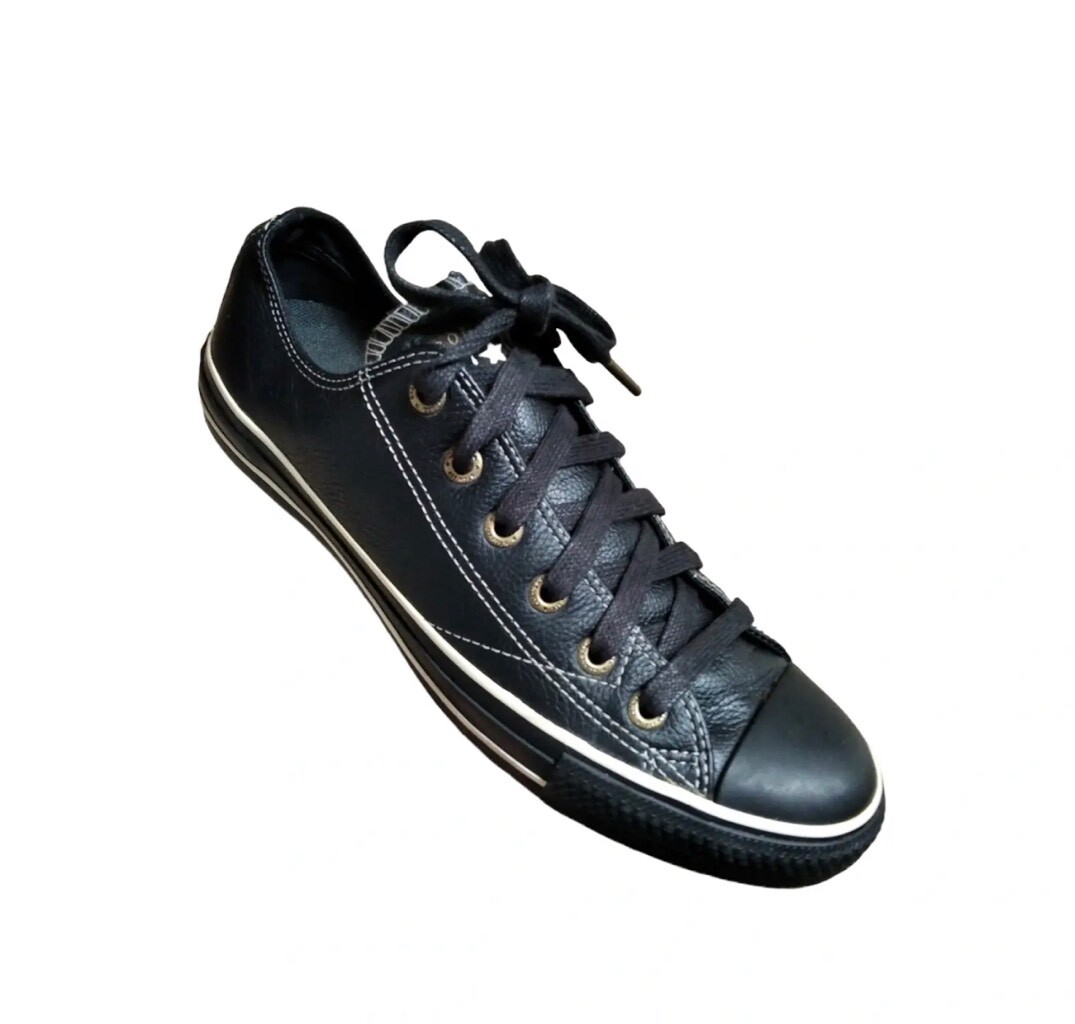 Converse Black Leather Low Tops