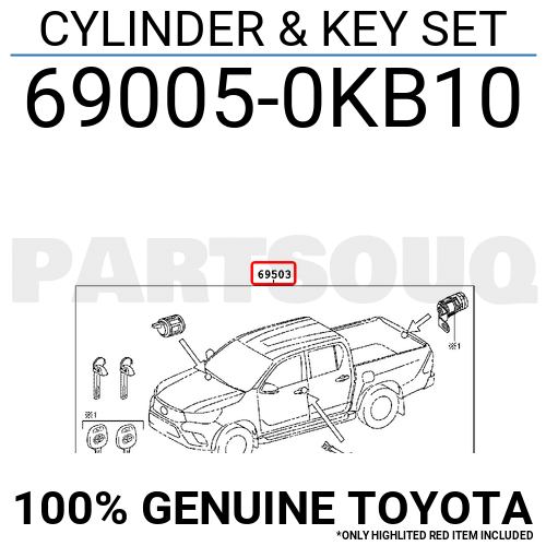 690050KB10 Genuine Toyota CYLINDER & KEY SET 69005-0KB10 | eBay