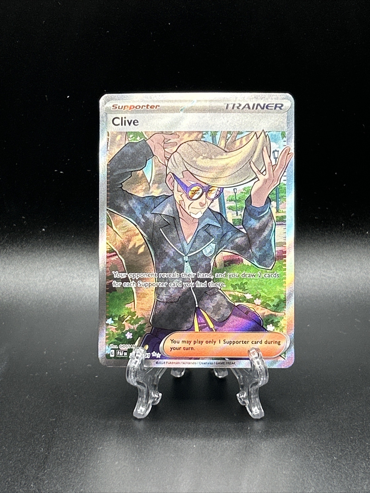 Pokemon Clive 227 Paldean Fates Full Art Ultra Rare Trainer Sleeve ...
