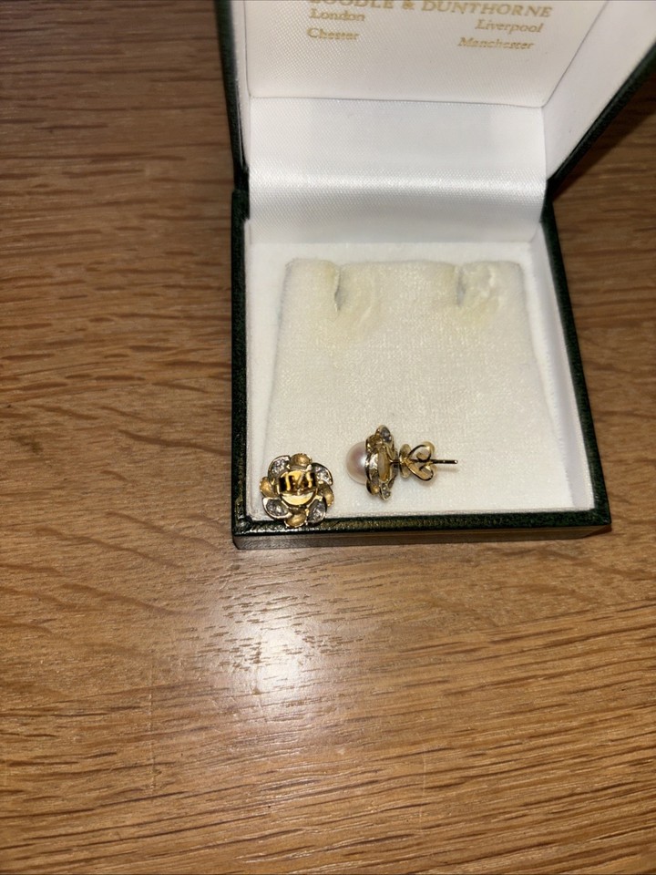 Boodle & Dunthorne Pair Of Cultured Pearl & Diamond Earring, Yellow ...