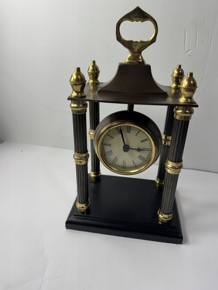 Bombay India Pavilion Mantle Clock Brass Columns & Features Tested VTG ...