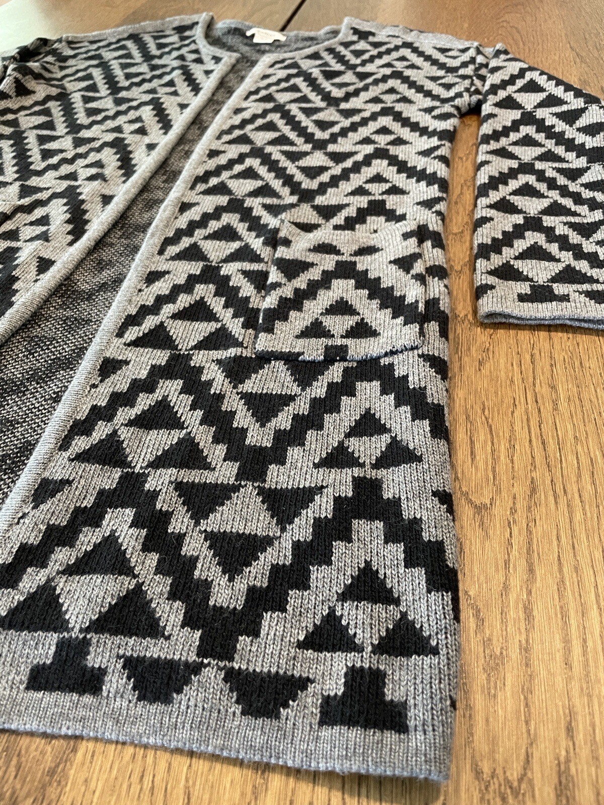 Ariat Aztec Print Open Front Cardigan Women’s S Gray Black Long Sleeve ...