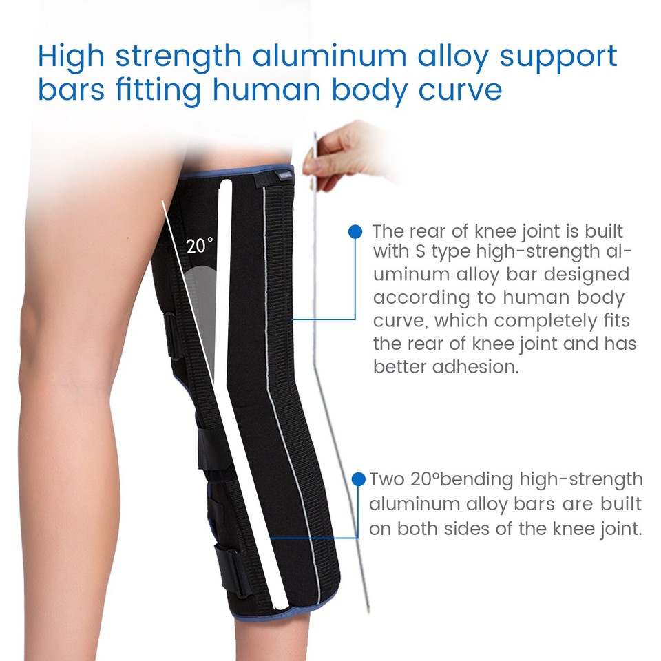 VELPEAU Medical Three Panel Knee & Leg Immobilizer, Knee Splint, Knee ...