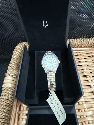 Bulova 98M128 Two Tone Silver Date Dial Women's Dress Watch | eBay