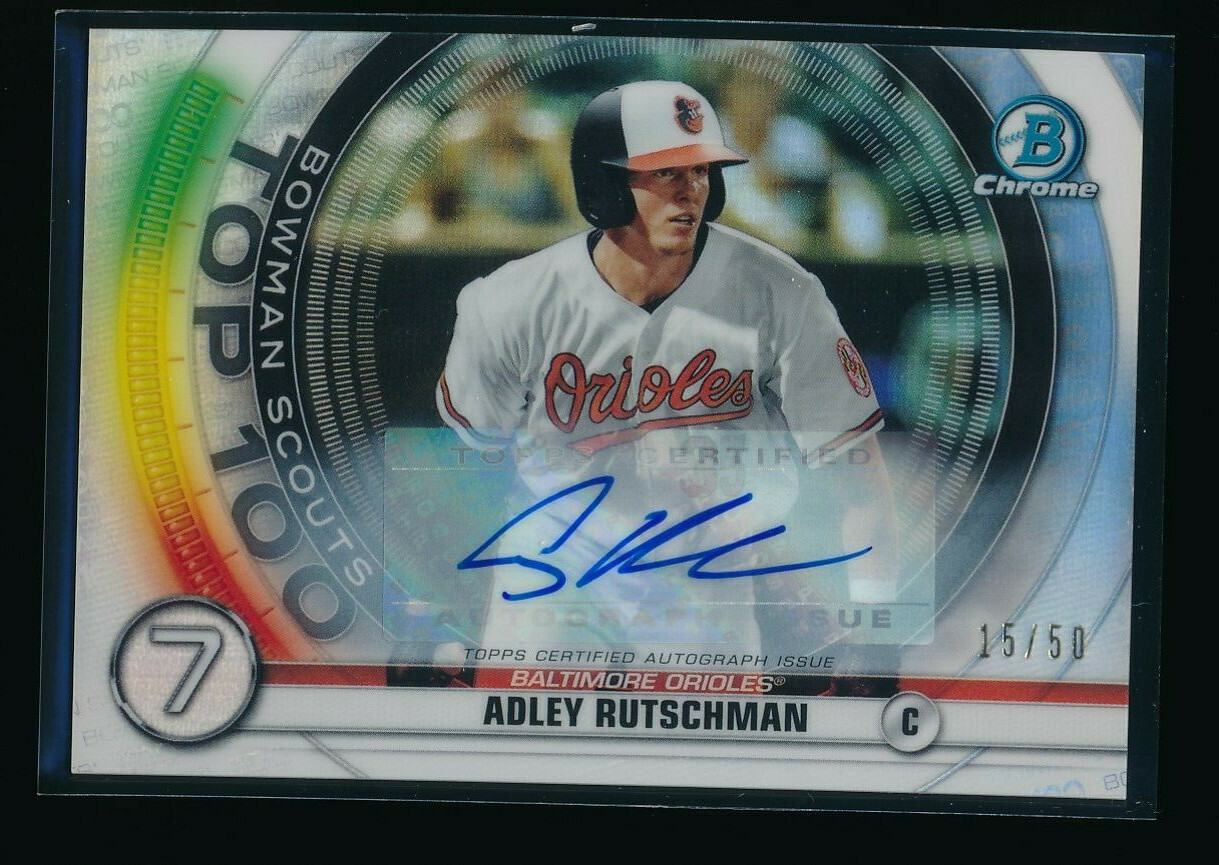 ADLEY RUTSCHMAN AUTO 2020 Bowman Chrome Autograph Scouts Top 100 #/50 ...
