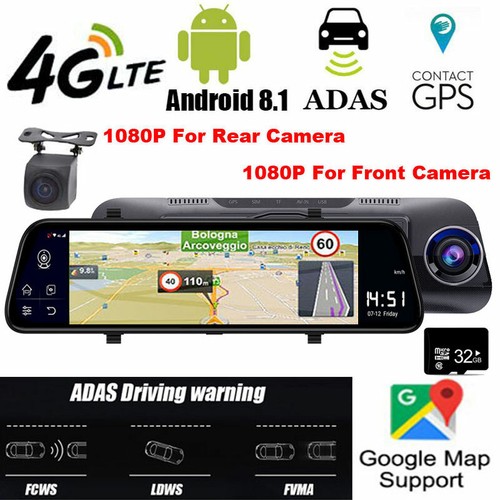4G LTE HD 1080P GPS Navigation Android Car Mirror Rear Camera Dash Cam ...