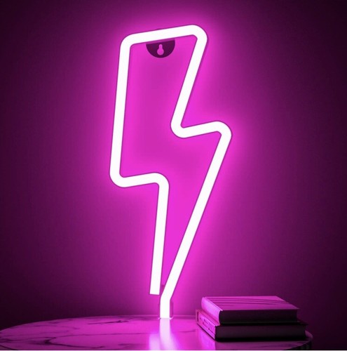 NEW LED Pink Lightning Bolt Neon Light Sign | eBay
