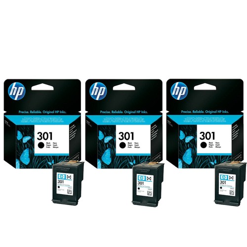 3x Original Genuine HP 301 Black Ink Cartridges For Deskjet 2540 ...