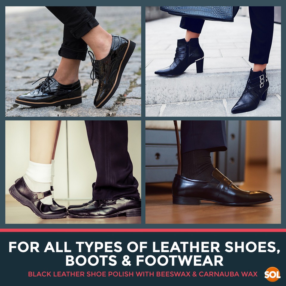 3pk Wax Shoe Polish Black x 50ml Traditional Leather Boot Shine Cleaner ...