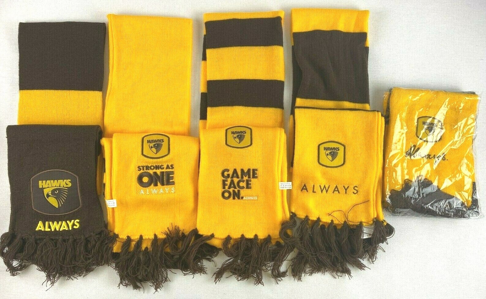 5x Hawthorn Hawks AFL Member's Scarfs Scarves 2016, 2017, 2018, 2019 ...