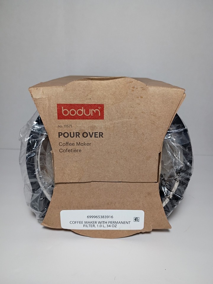 Bodum Pour Over Coffee Maker Stainless Steel Filter Cork Band 8 Cup New ...