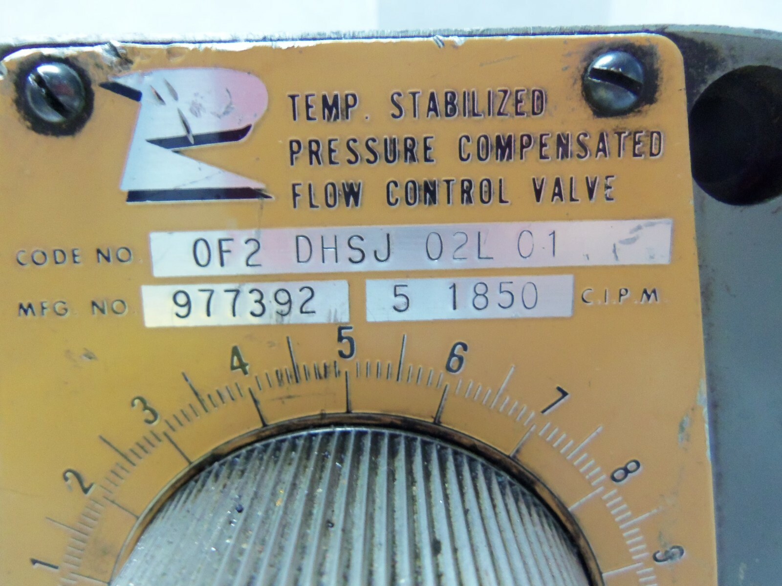 NICE RACINE TEMP STABILIZED 0F2 DHSJ 02L 01 HYDRAULIC FLOW CONTROL ...