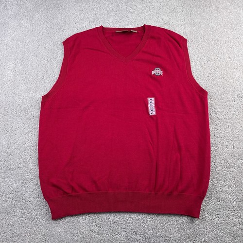VINTAGE Ohio State Buckeyes Sweater Vest Mens XL Red Pima Cotton V Neck ...