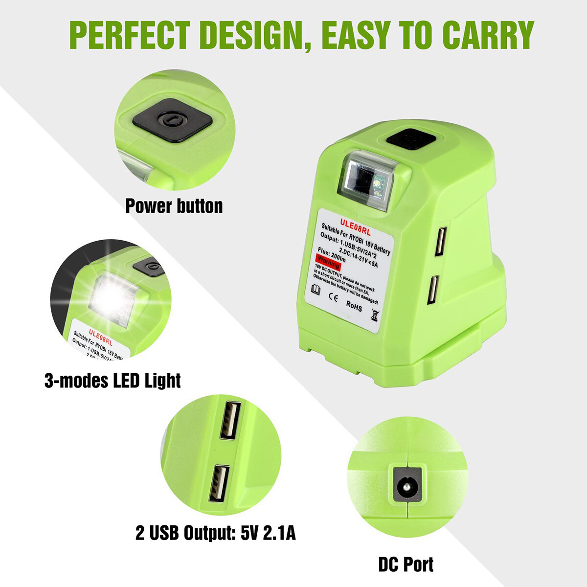 Power Inverter Compatible with 18V Battery Portable Battery Inverter ...