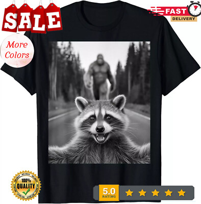 Scared Raccoon Selfie With Sasquatch Bigfoot , Funny Raccoon T-Shirt | eBay