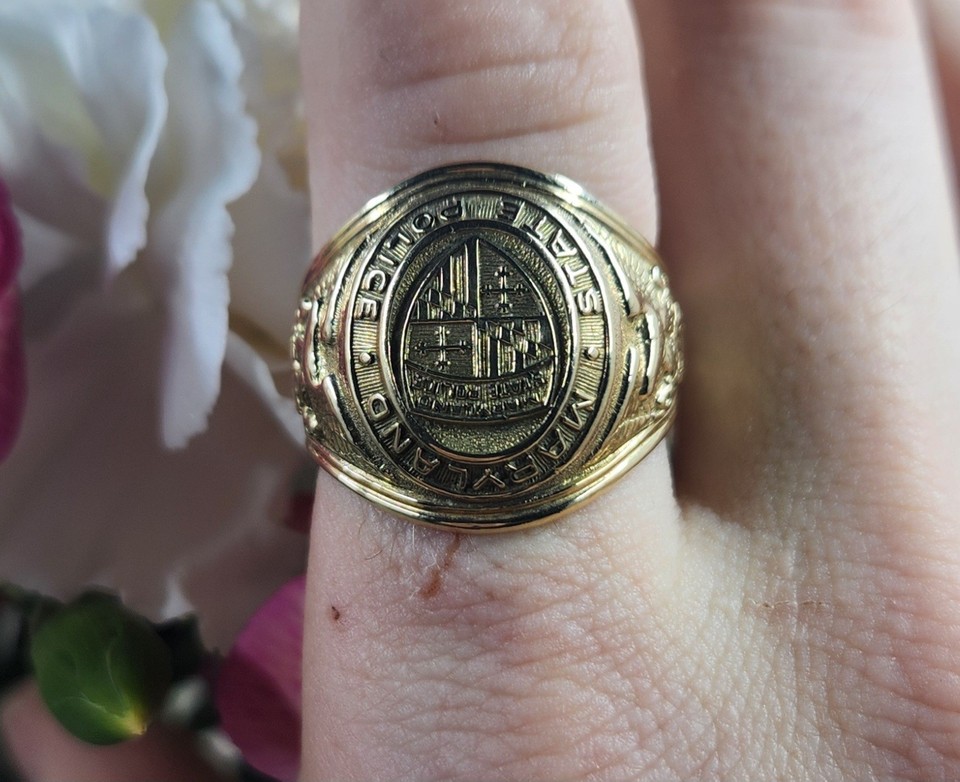 Vintage 1957 10K Gold Maryland State Police Class Ring L575SA | eBay