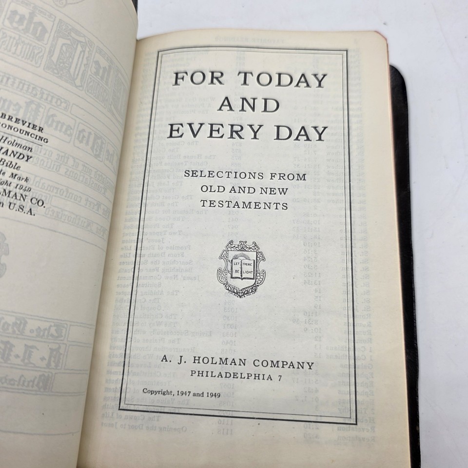 1949 A.J. Holman Handy Bible Brevier Pronouncing KJV Leatherette Pocket ...
