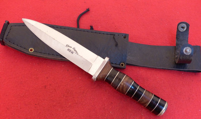 Steve Capuzo USA Dagger, horn & wood stacked handle handmade custom ...